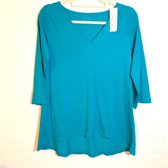 A.T.U.N. | Tops | Teal Sz Large Hilow Tunic By Atun | Poshmark